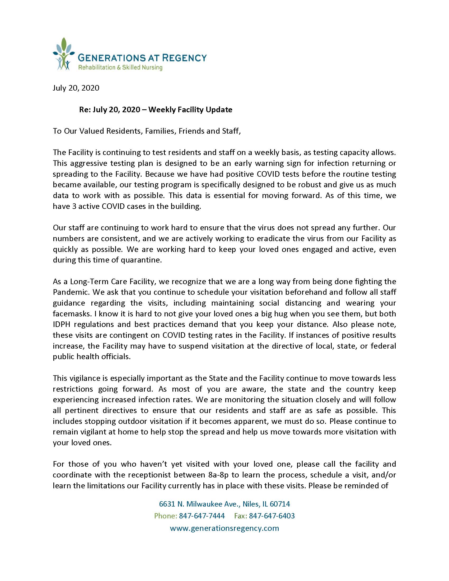 Letter from Administrator